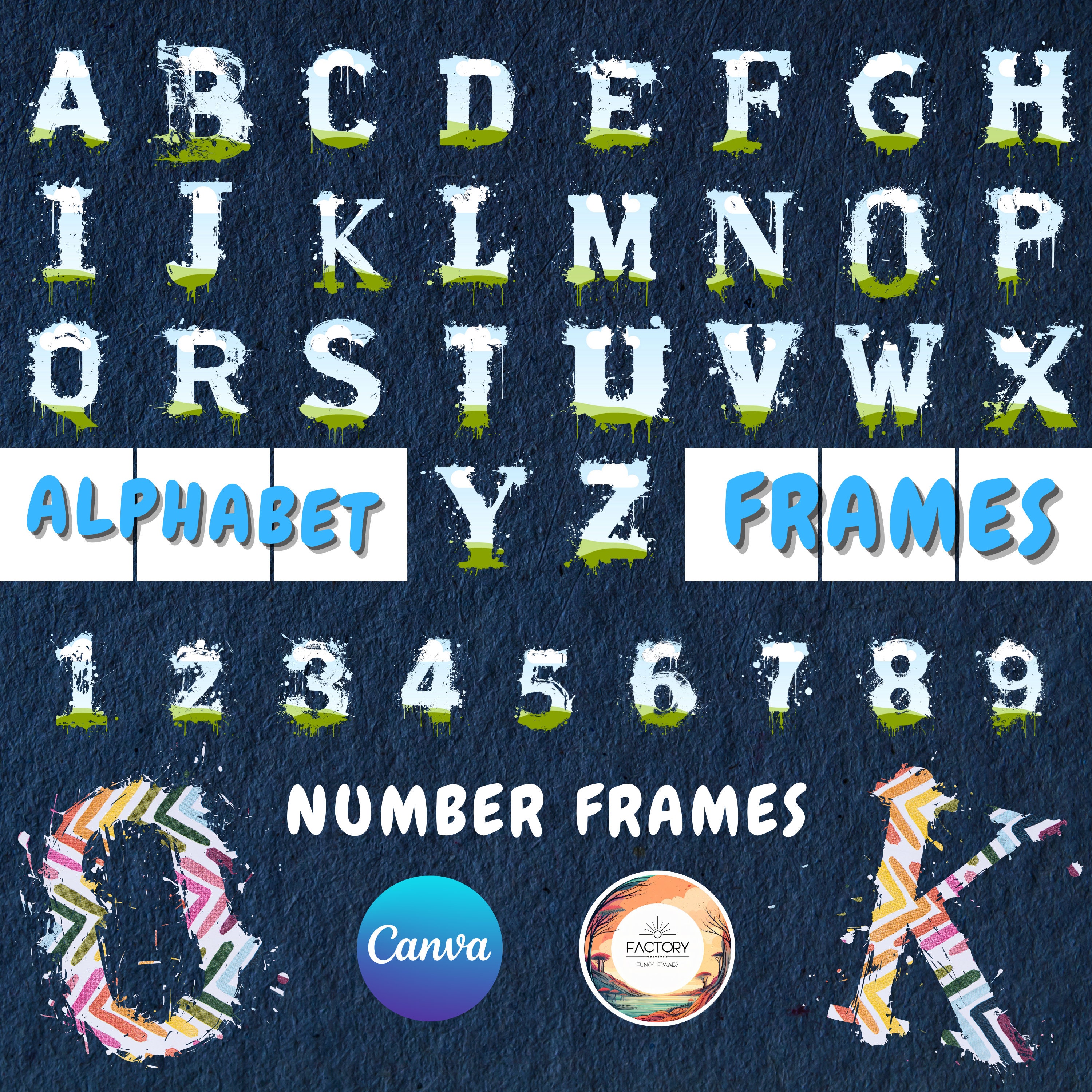 Alphabet Canva Template Editable Alphabet Template Canva Numbers Frame ...