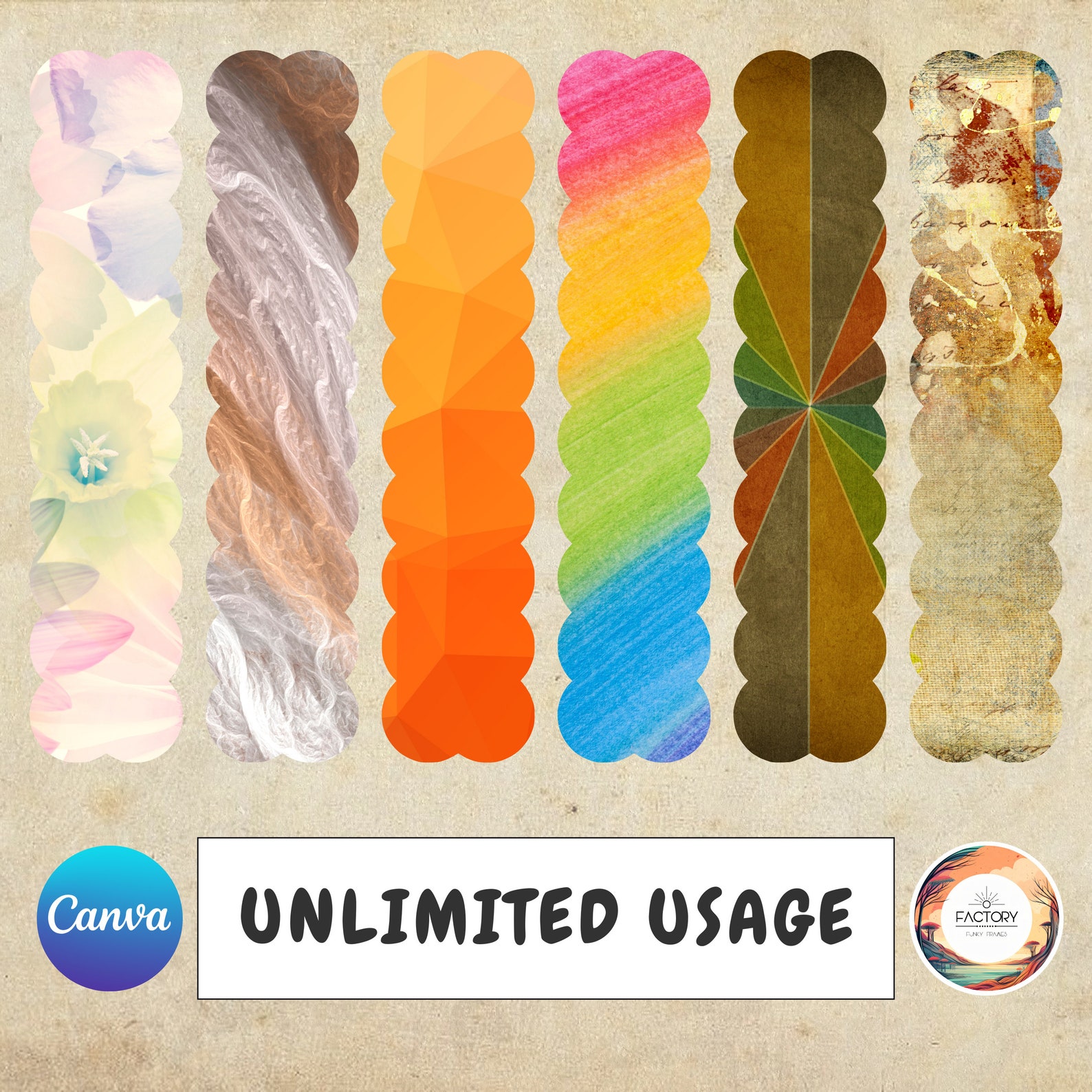 Bookmark Template: Canva Editable Frames for Junk Journals (digital ...