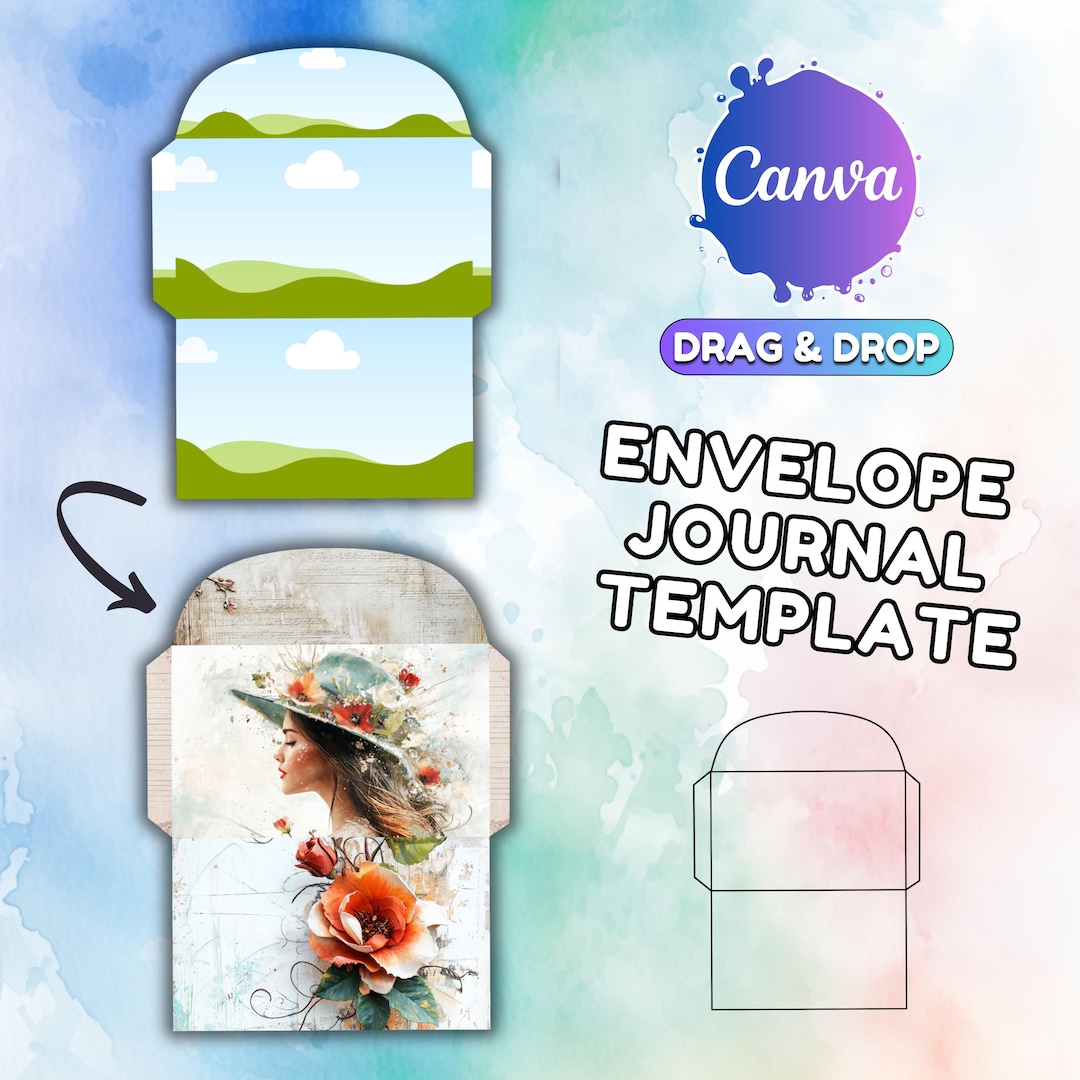 Folding Envelope Template Canva Envelope Template Junk Journal Folio ...