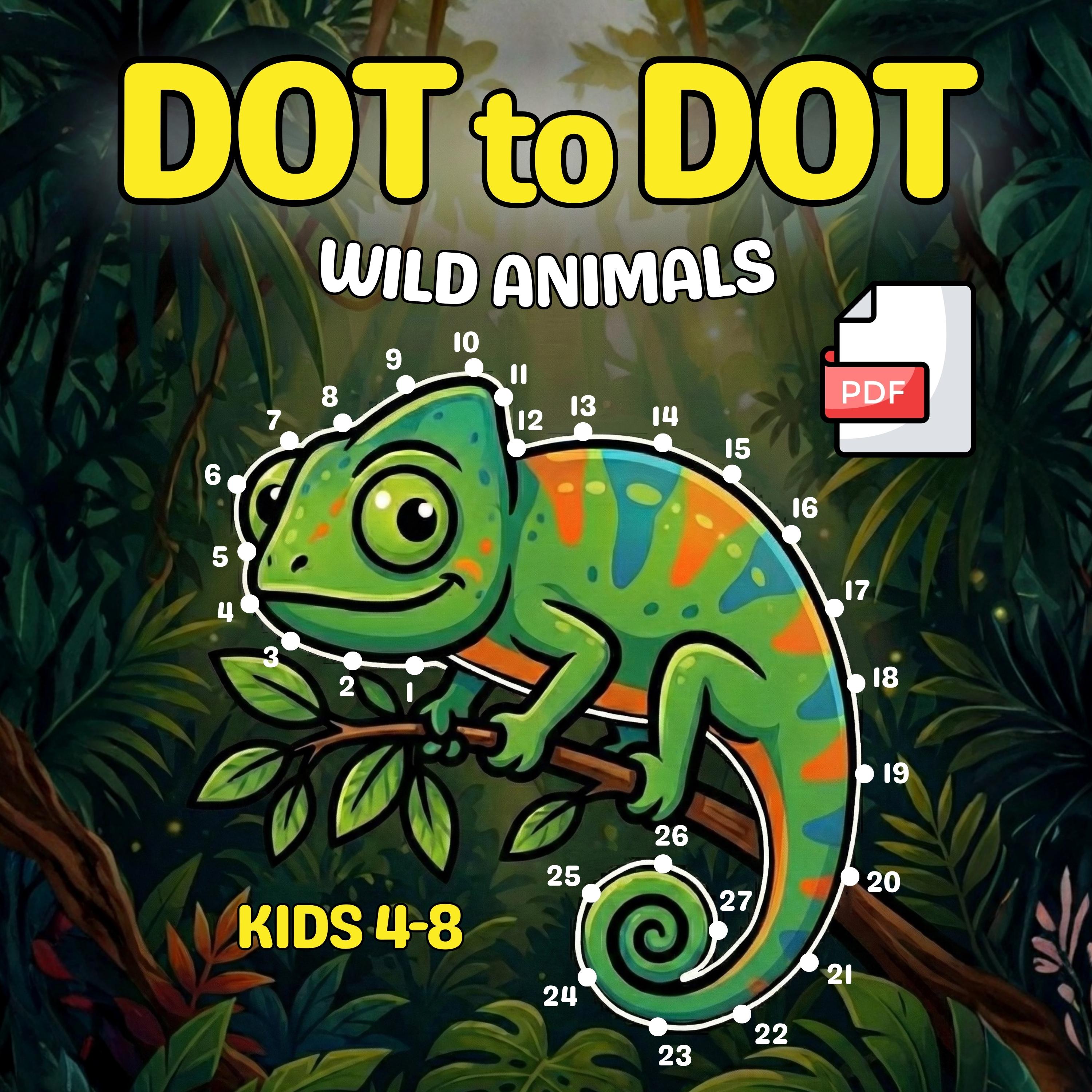 Wild Animals Dot to Dot Coloring Book for Kids 4-8 (PDF Download) - Etsy