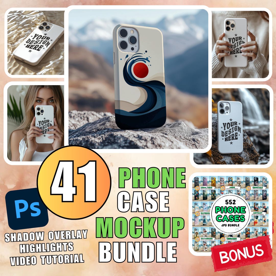 Phone Case Mockup Bundle: 41x PSD Template, 1501x Designs (digital ...