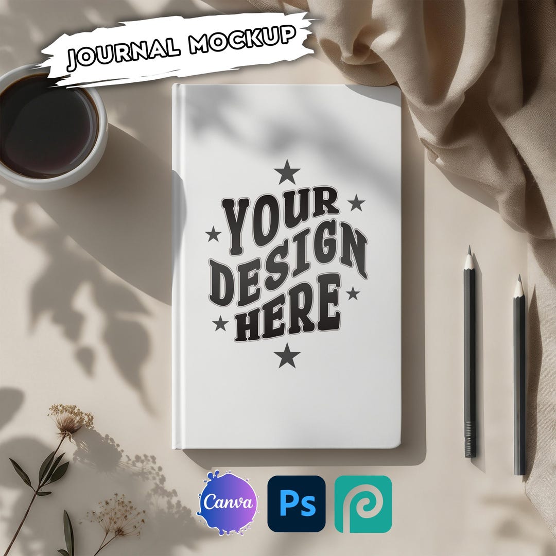 Hardcover Journal Template Cover Journal Mockup Canva Book Mockup Drag ...