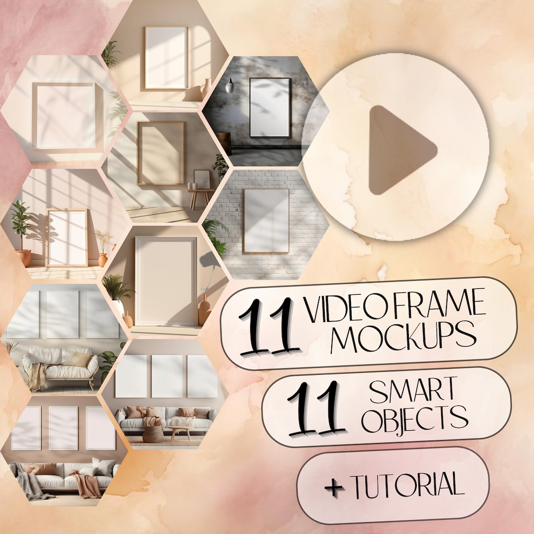 11 Video Frame Mockup Bundle Frame Video Template Photoshop Wallart ...
