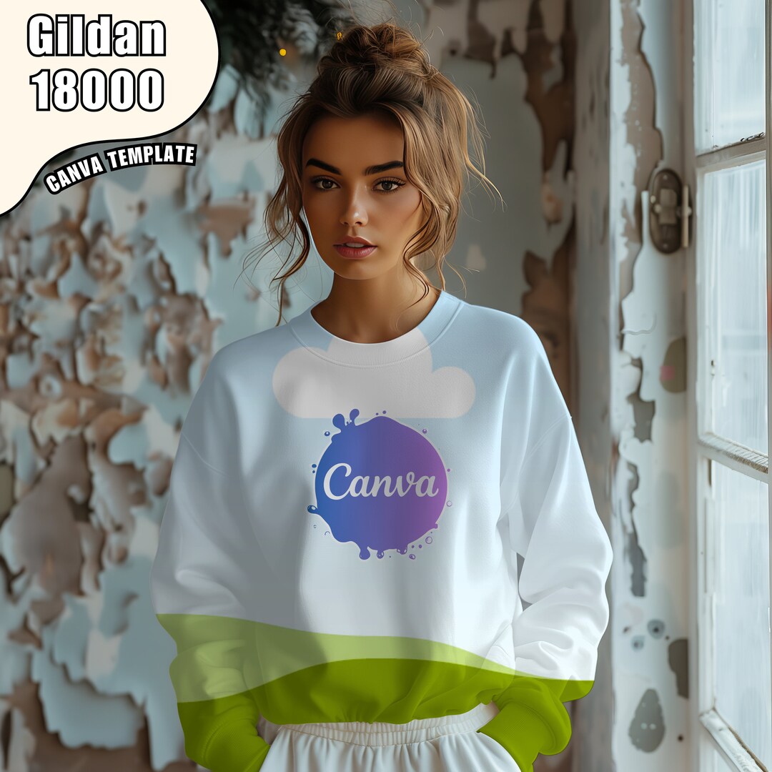 Drag and Drop Sweater Template Canva Sweatshirt Mockup Sweatshirt Model ...