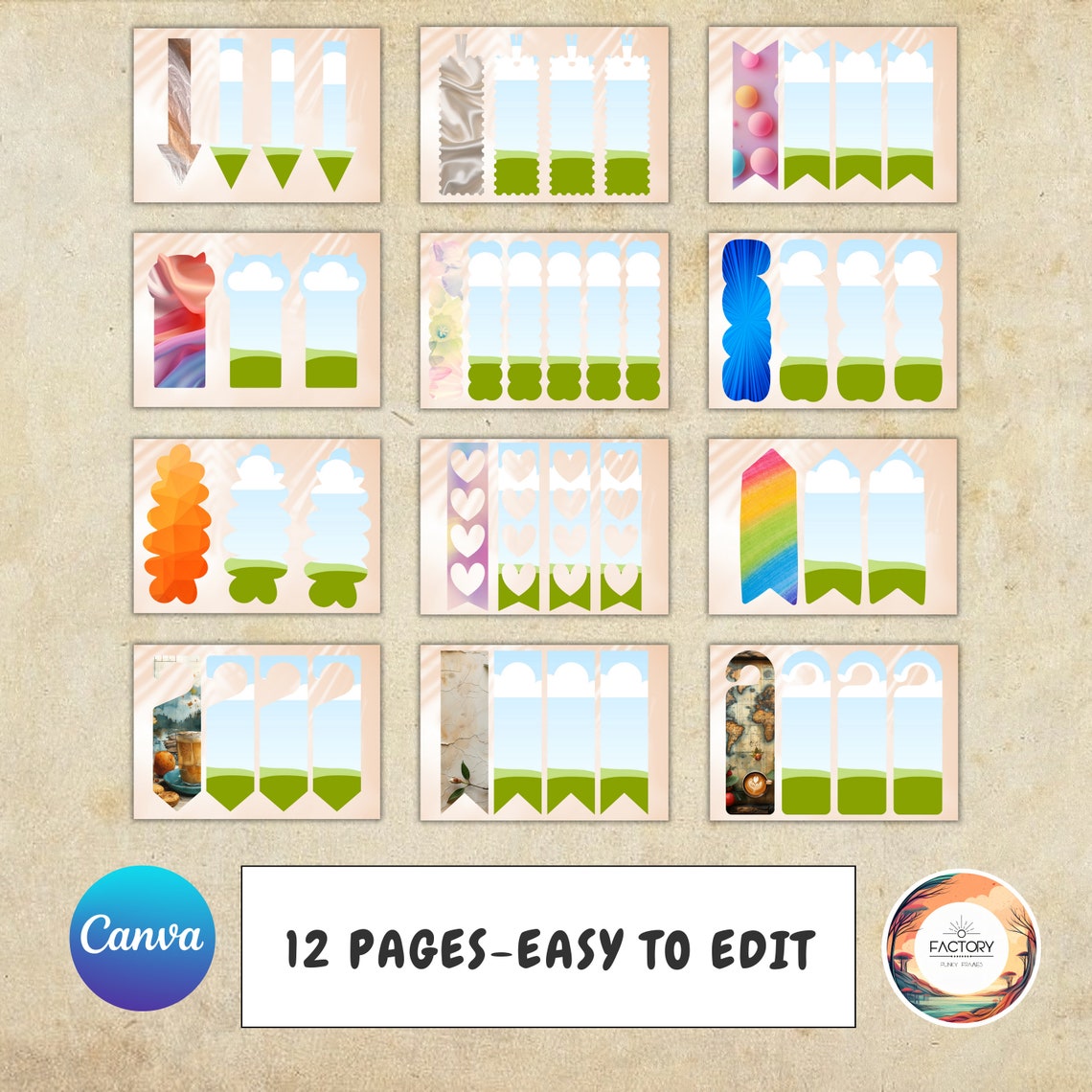 Bookmark Template: Canva Editable Frames for Junk Journals (digital ...