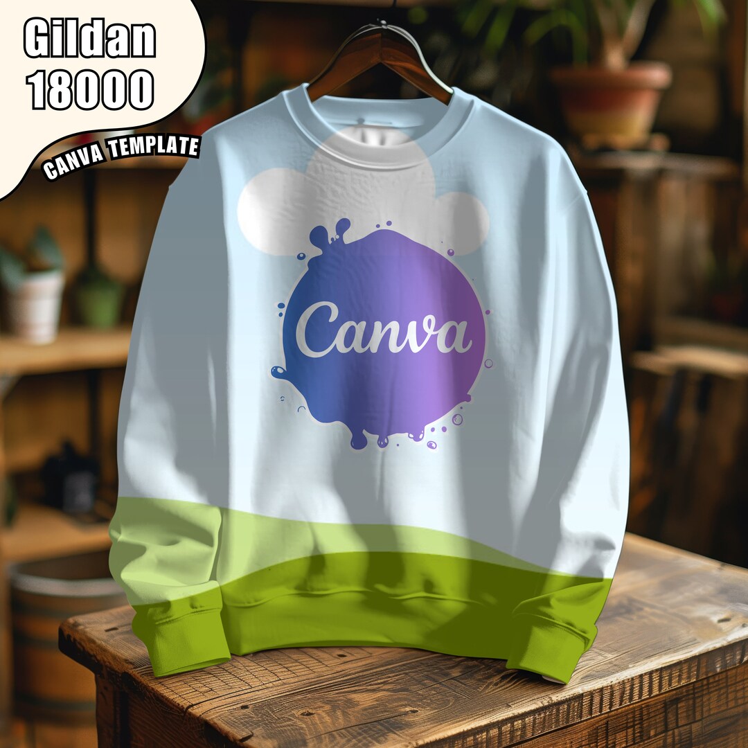 Sweater Gildan 18000 Canva Mockup Sweatshirt Mockup Sweatshirt Model ...
