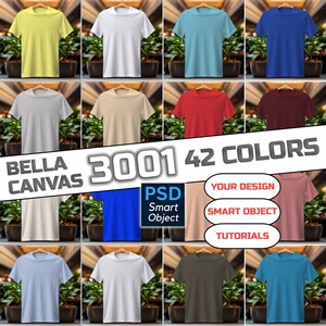 Bella Canvas 3001 Mockup Shirt Color Chart Printify Hex Codes PSD Shirt ...