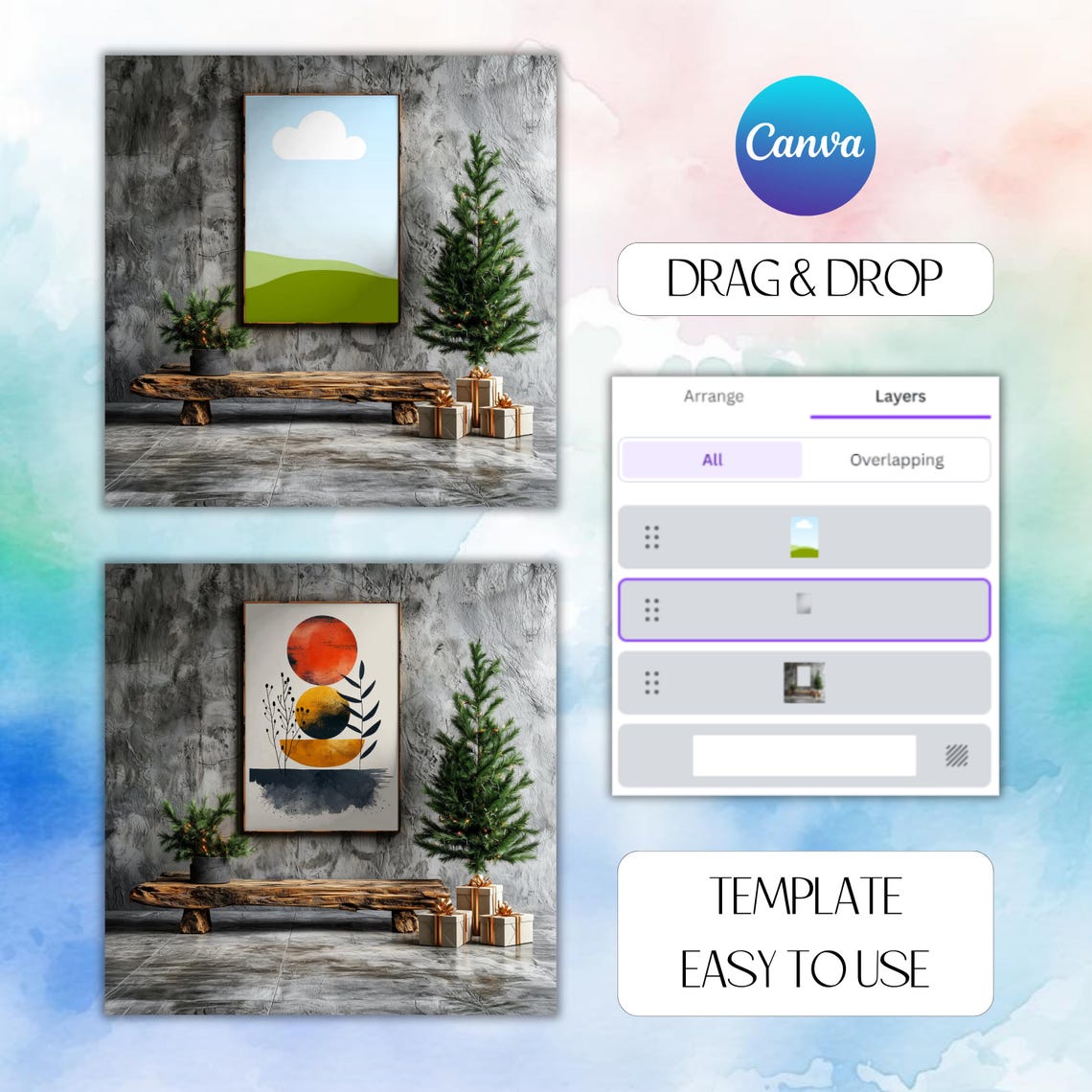 Christmas Frame Mockup: Drag & Drop Canva Template (digital Download ...