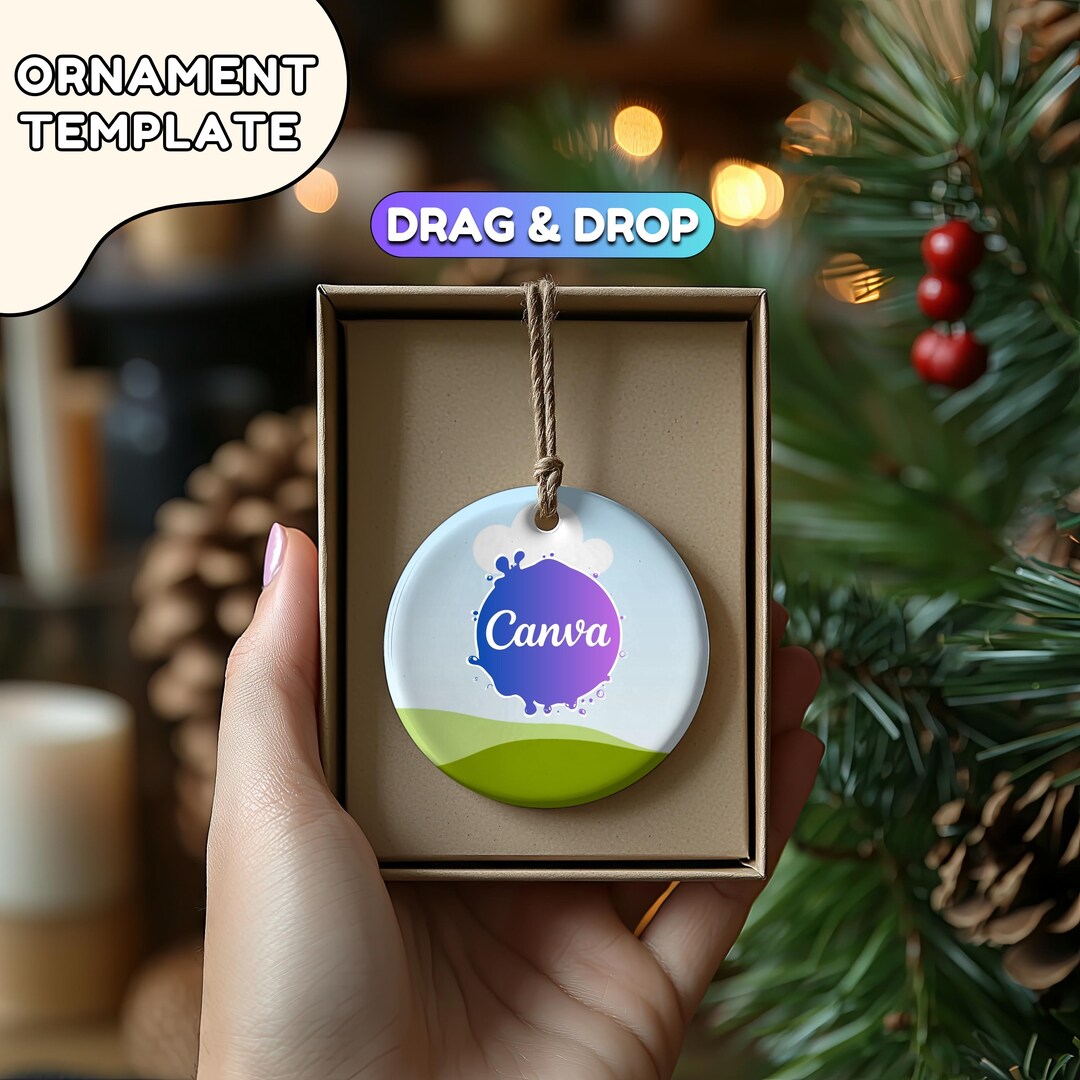 Canva Christmas Ornament Template: Round Mockup + Tutorial (digital ...