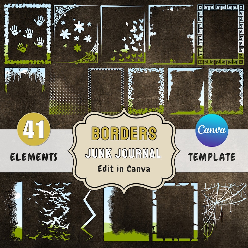 Grunge Borders: Canva Frames & Overlays for Junk Journals (digital ...