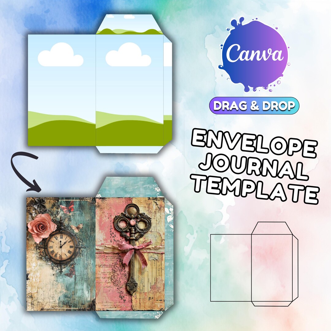 Canva Junk Journal Envelope Template: Drag & Drop Folio (digital ...