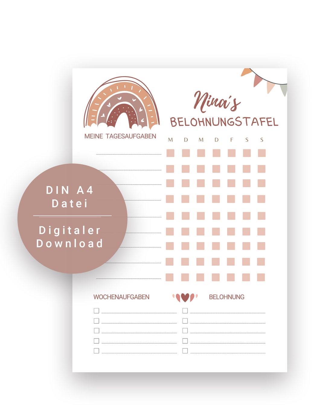 Weekly Plan Rainbow for Children, Points Plan, Routine, Daily Plan ...