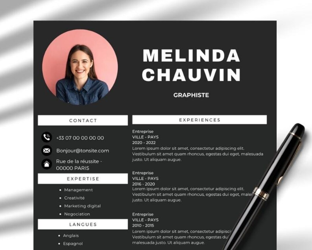 CV Template, Curriculum Vitae, French & English, Modern CV, Word, PDF ...