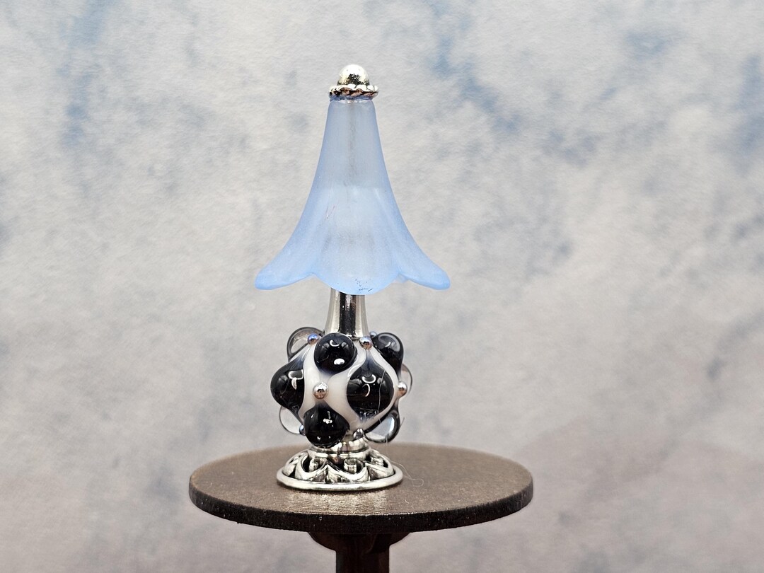 Black and Blue Table Lamp Hand Made Scale 1:24 1/2 Dollhouse Miniatures ...