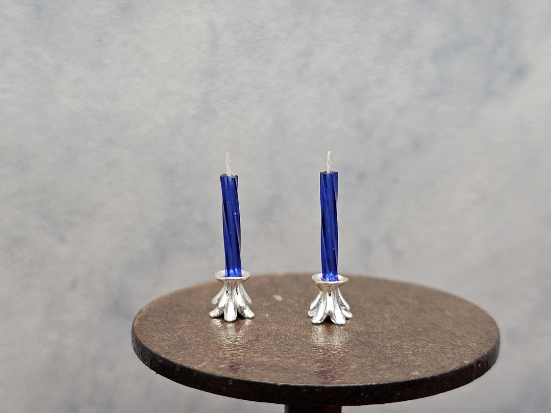 Elegant Silver Candlesticks Hand Made Scale 1:24 1/2 Half Dollhouse ...