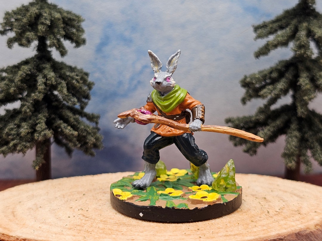 Rabbit Folk With Gem Studded Club Warrior Finished Hand Painted DND ...