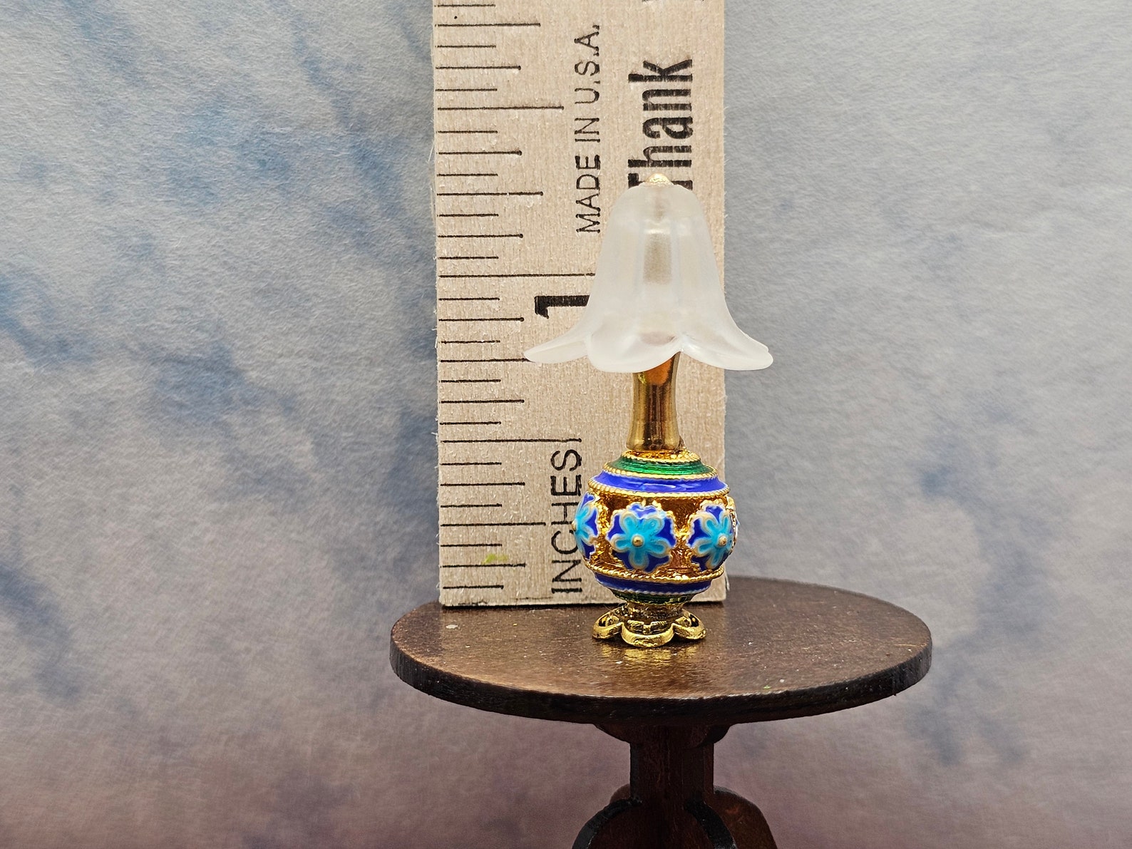 Blue Golden Table Lamp Hand Made Scale 1:24 1/2 Dollhouse Miniatures - Etsy