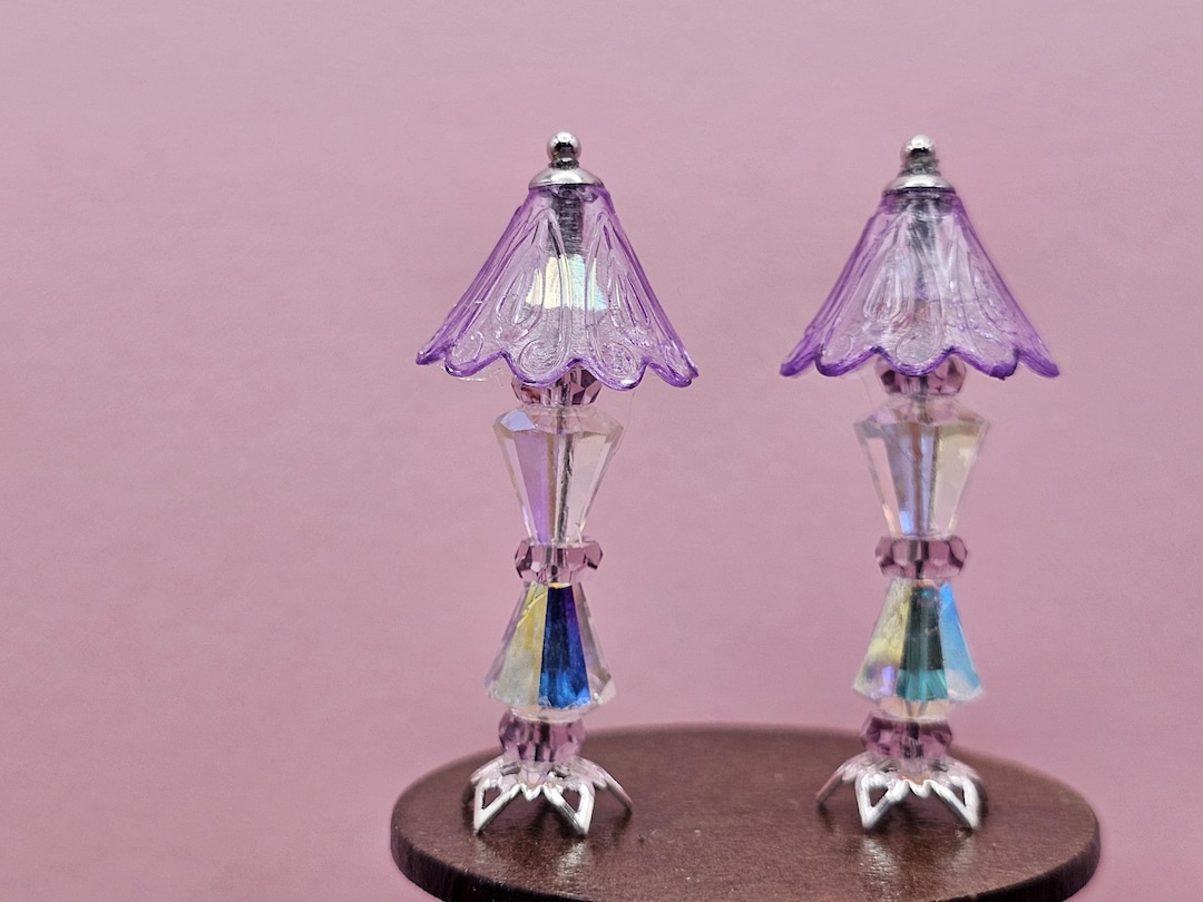 Dainty Crystal Hourglass Lamps Hand Made Scale 1:24 1/2 Dollhouse ...
