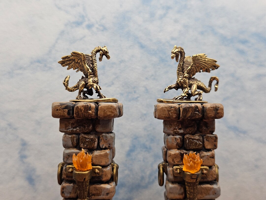 Dragon Protectors of the Castle Brass DND Tabletop Gaming - Etsy