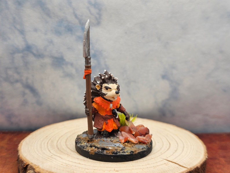 Hedgehog Knight With Spear and Sword Finished Hand Painted DND Figure ...