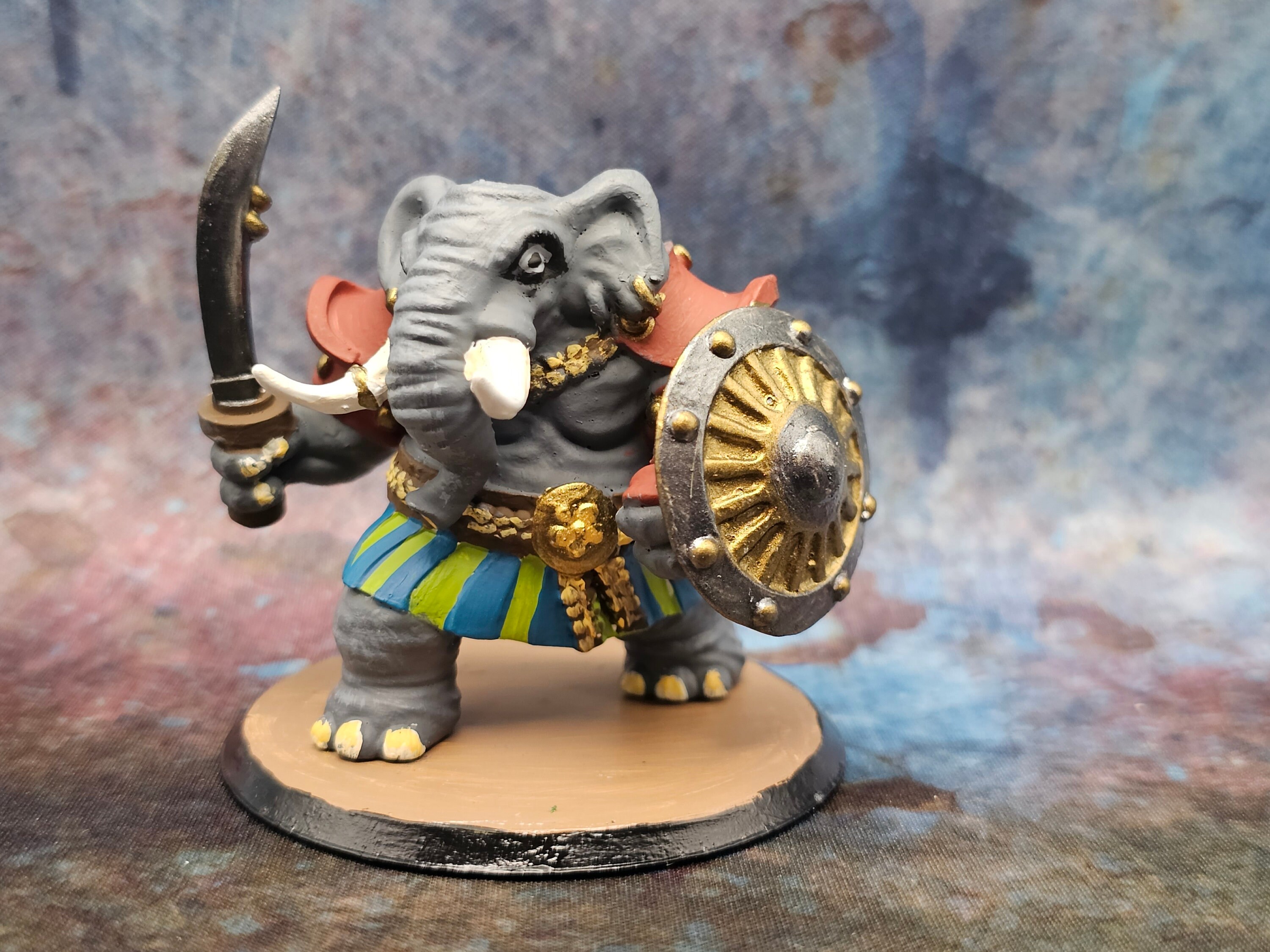 Loxodon Elephant Folk Warrior Hand Painted DND Figure Tabletop Gaming ...