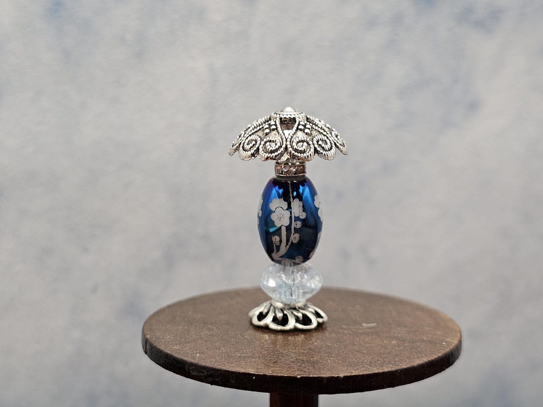 Dainty Blue and Silver Table Lamp Hand Made Scale 1:24 1/2 Dollhouse ...