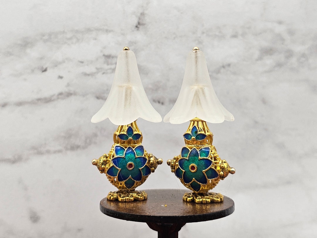 Ornate Blue Star Lamps Hand Made Scale 1:24 1/2 Dollhouse Miniatures - Etsy
