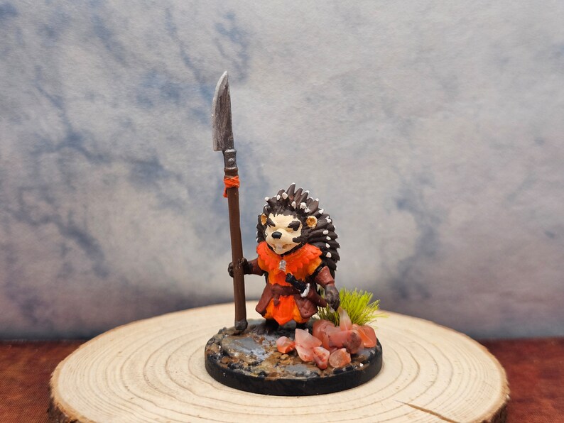 Hedgehog Knight With Spear and Sword Finished Hand Painted DND Figure ...