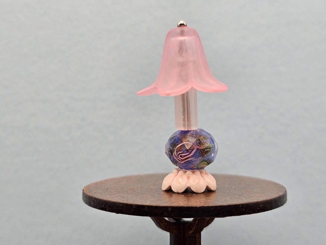 Feminine Blue and Pink Lamp Hand Made Scale 1:24 1/2 Dollhouse ...