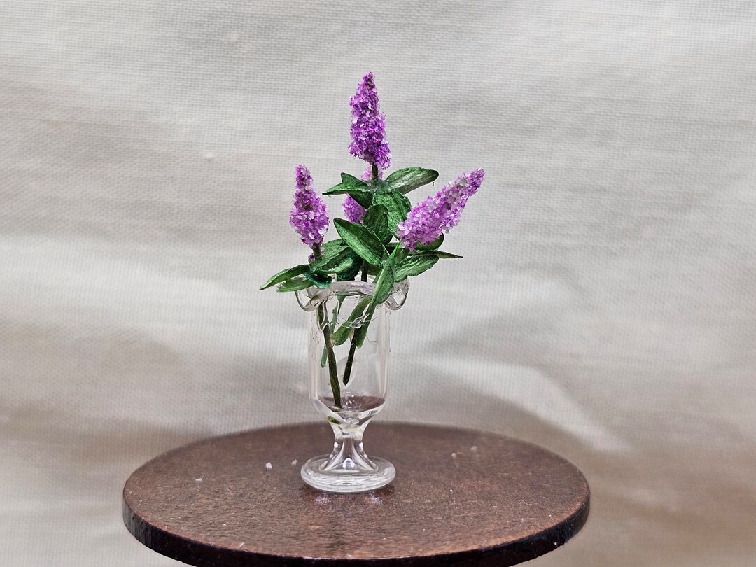 Lilac Branches in Glass Vase Hand Made Scale 1:24 1/2 Dollhouse ...