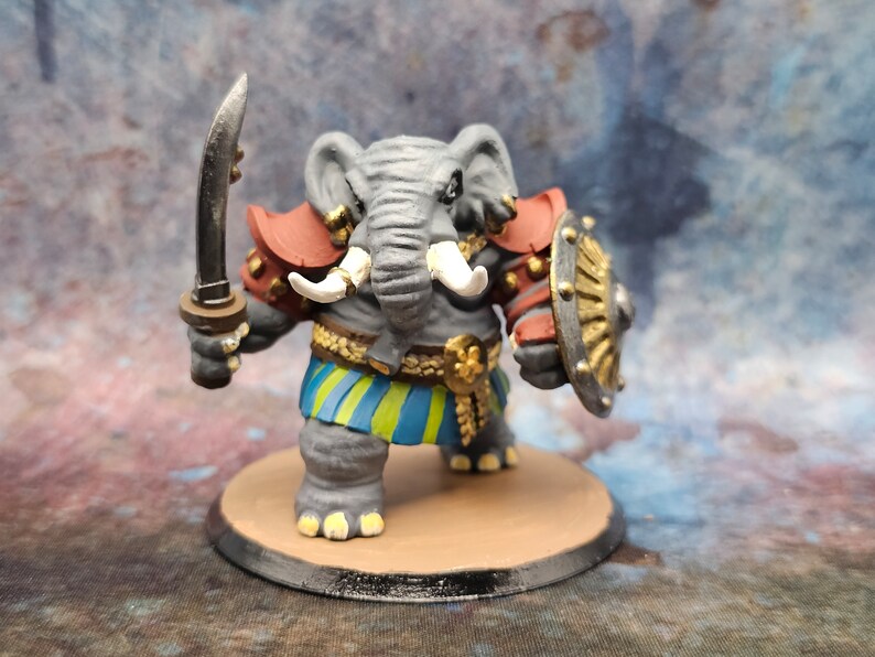 Loxodon Elephant Folk Warrior Hand Painted DND Figure Tabletop Gaming ...