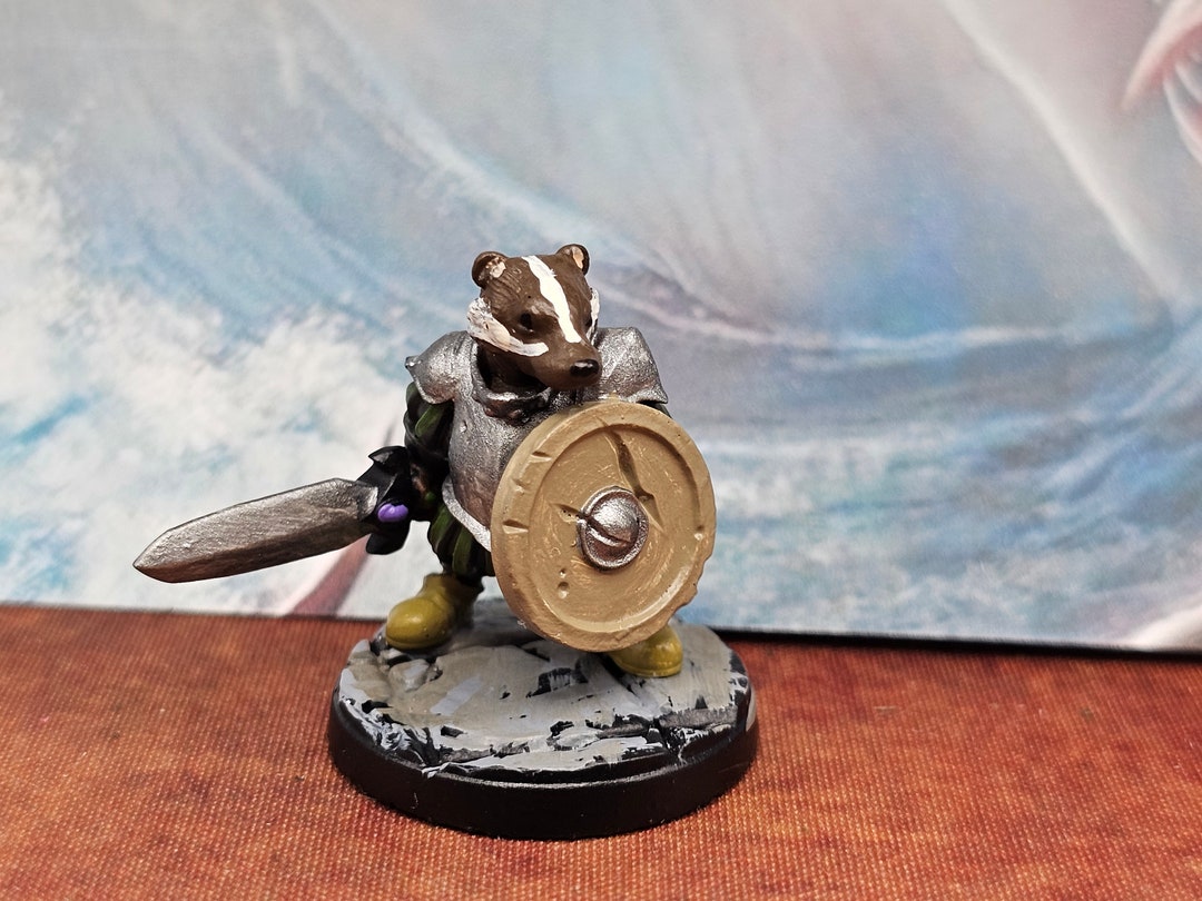 Badger Fighter One With Sword and Shield Badgerfolk Warrior - Etsy