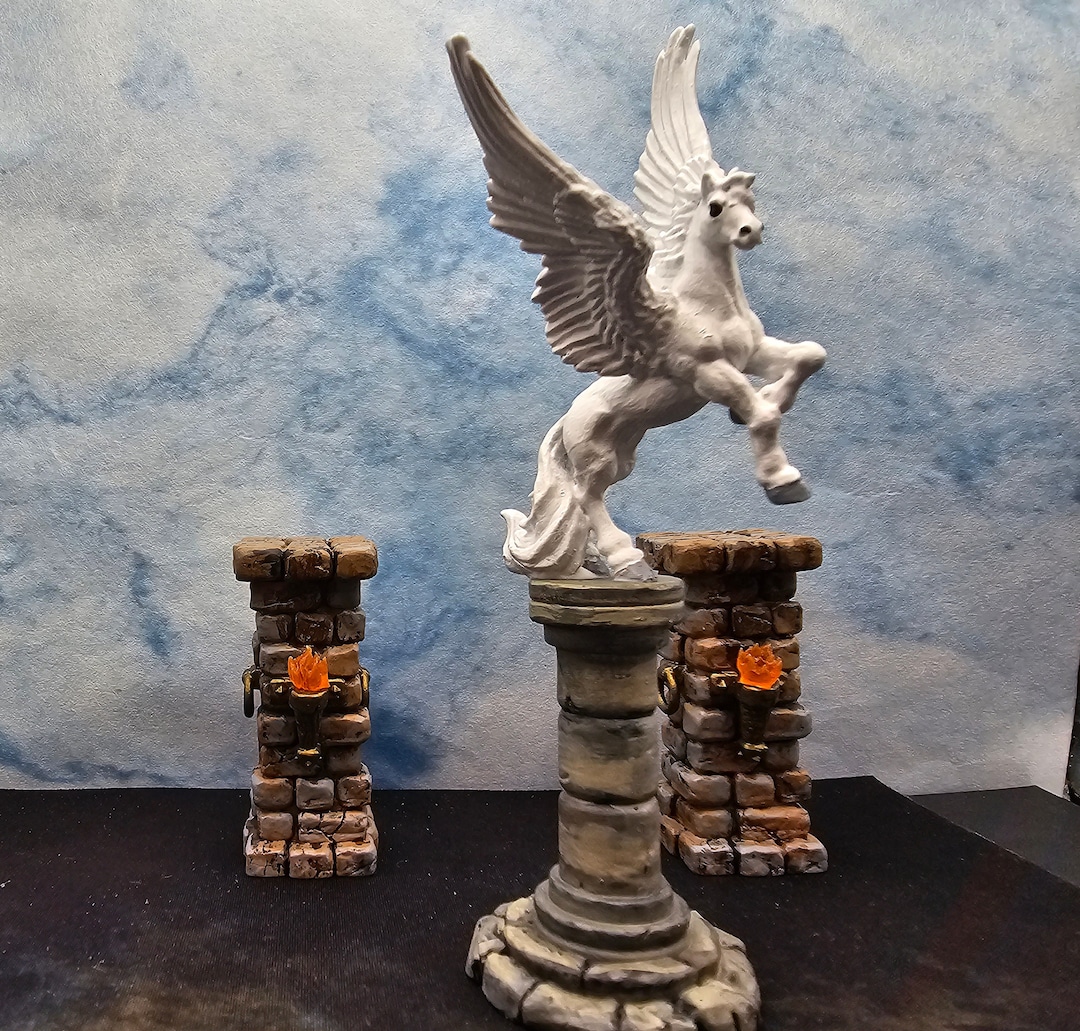 Pegasus Rearing on Pillar Hand Painted Mythical RPG Tabletop Fantasy - Etsy