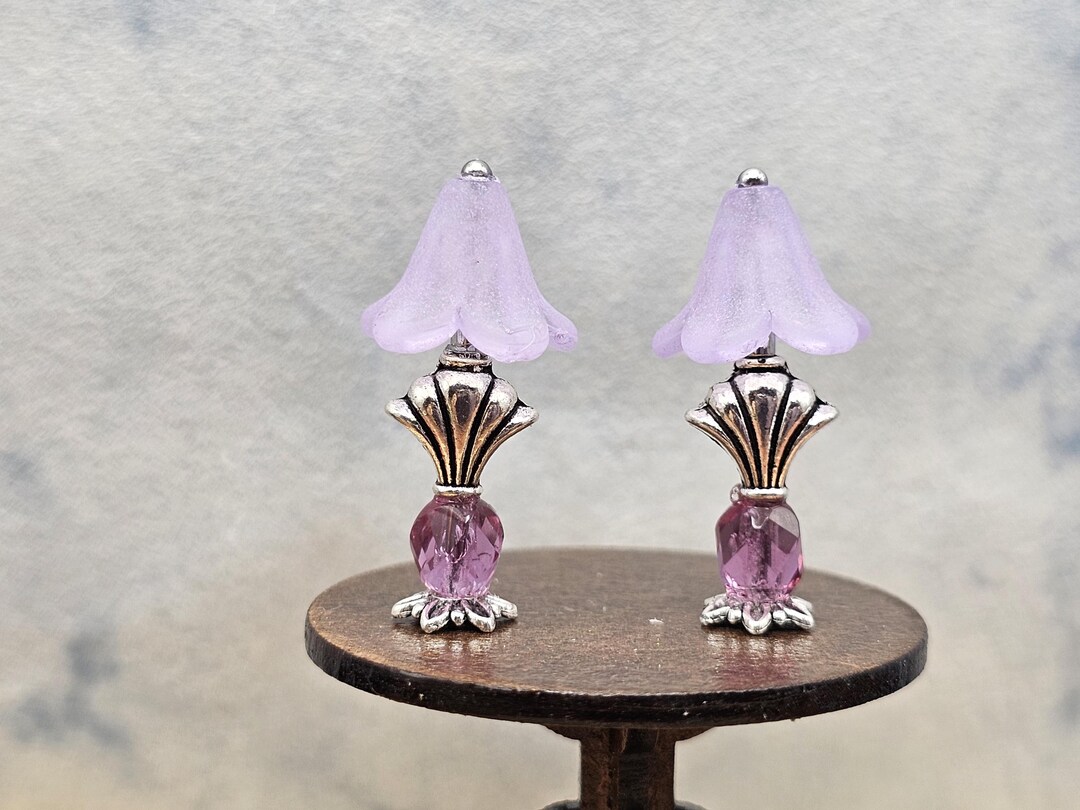 Lovely Lilac Art Deco Set of Table Lamps Hand Made Scale 1:24 1/2 ...