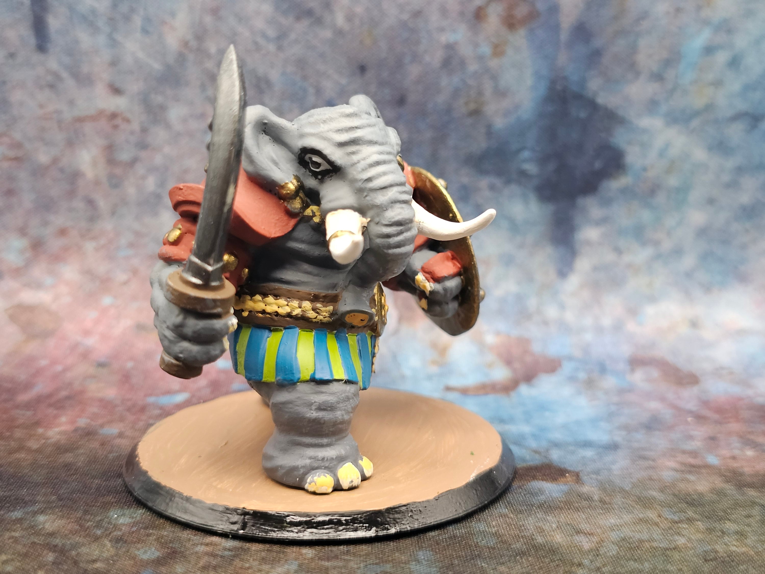 Loxodon Elephant Folk Warrior Hand Painted DND Figure Tabletop Gaming ...