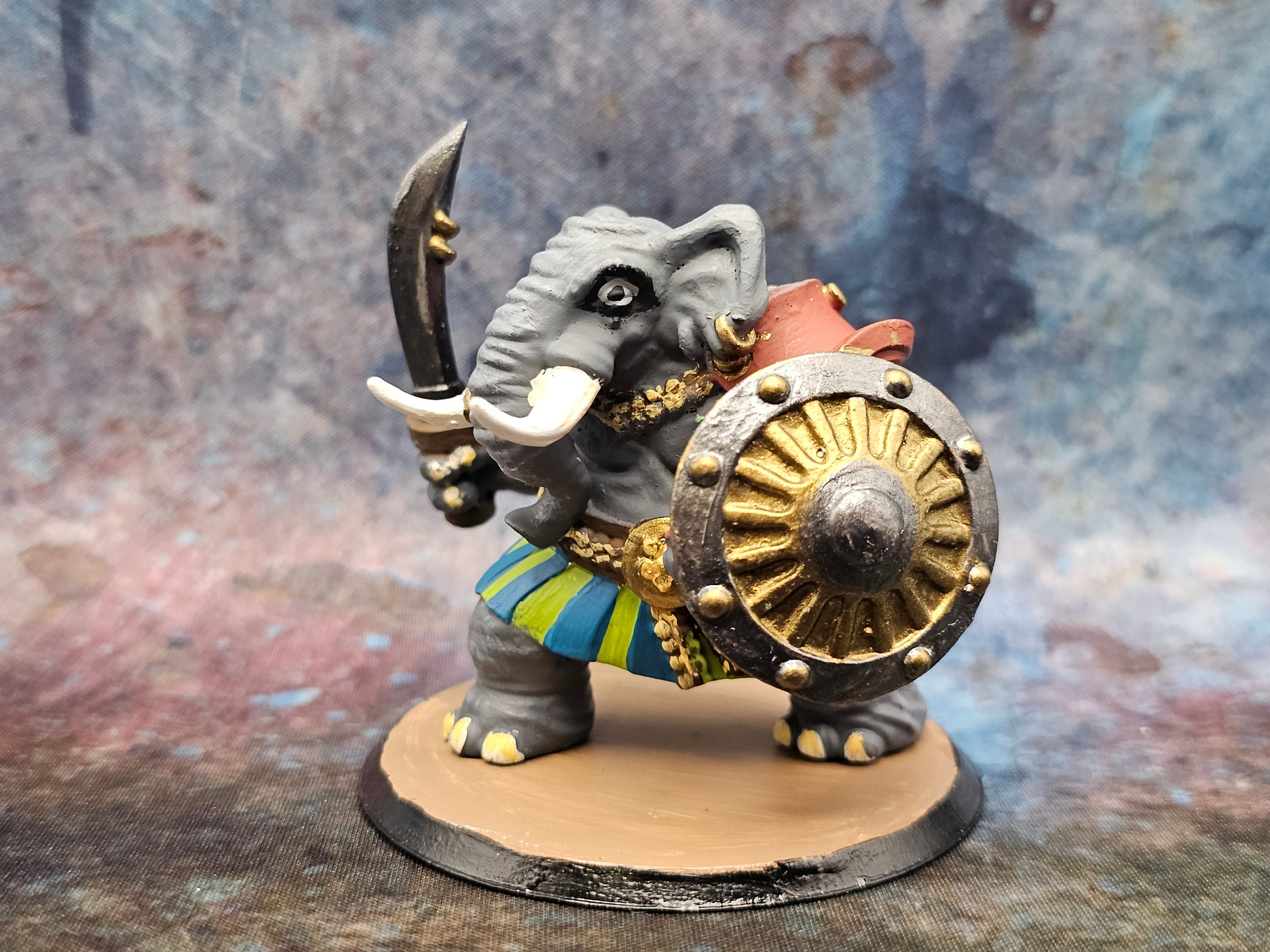 Loxodon Elephant Folk Warrior Hand Painted DND Figure Tabletop Gaming ...