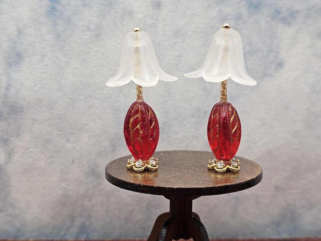 Ruby Red Lamps Hand Made Scale 1:24 1/2 Dollhouse Miniatures - Etsy