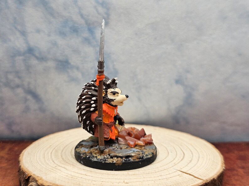Hedgehog Knight With Spear and Sword Finished Hand Painted DND Figure ...