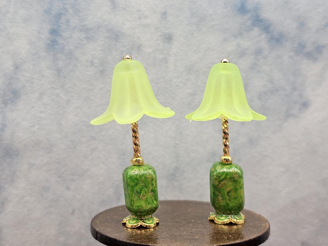 Emerald Green Lamps Hand Made Scale 1:24 1/2 Dollhouse Miniatures - Etsy