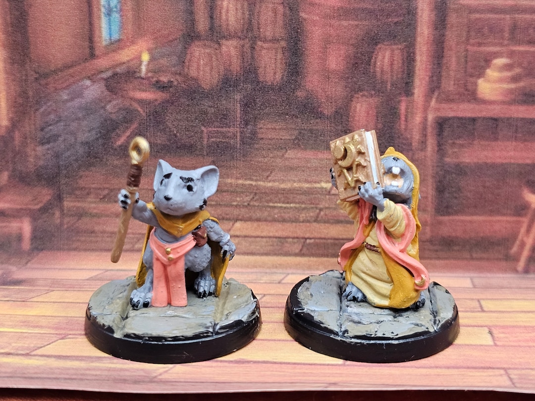 Mouse Mage and Mouse Wizard Finished Hand Painted DND Figure Tabletop ...