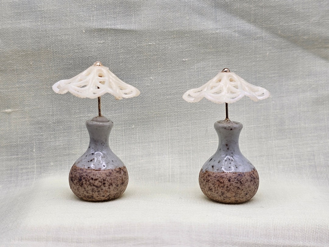 Pottery With Lacy Shaded Lamps Hand Made Scale 1:24 1/2 Dollhouse ...