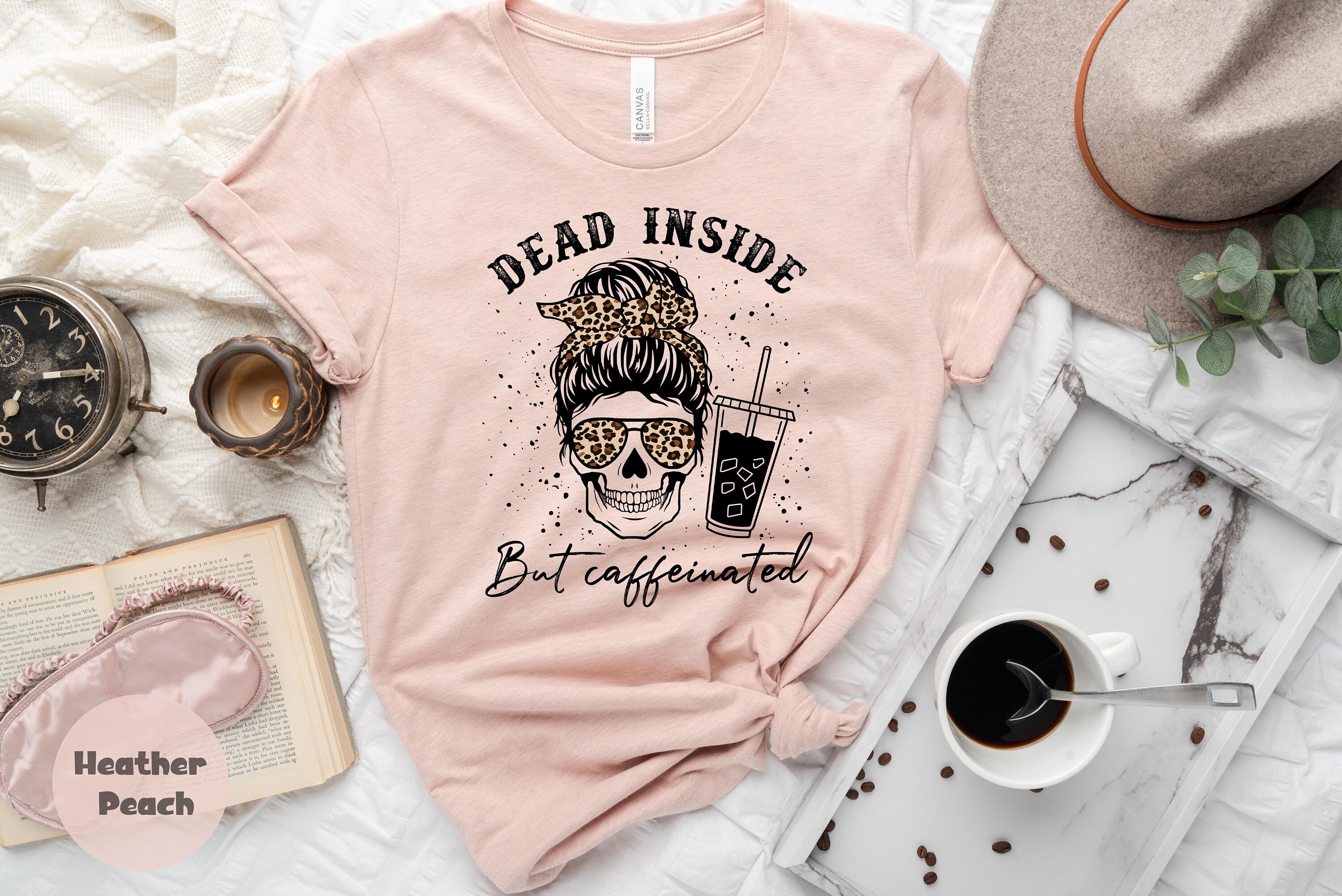 Dead Inside but Caffeinated Shirt Halloween Skeleton Shirt - Etsy