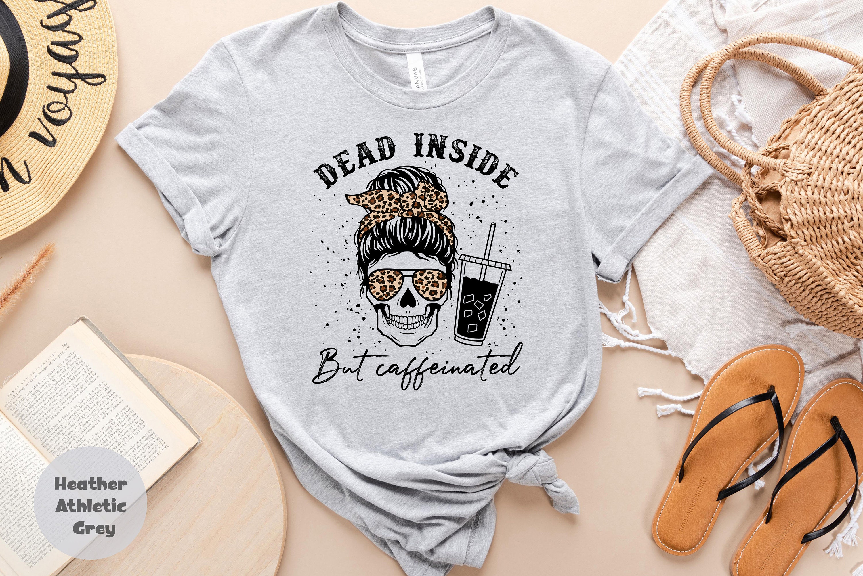 Dead Inside but Caffeinated Shirt Halloween Skeleton Shirt - Etsy