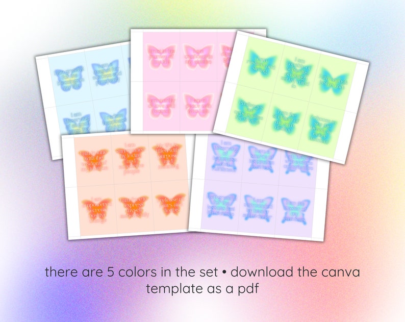 Positive Affirmation Cards Canva Template, Y2K Butterfly Affirmation ...