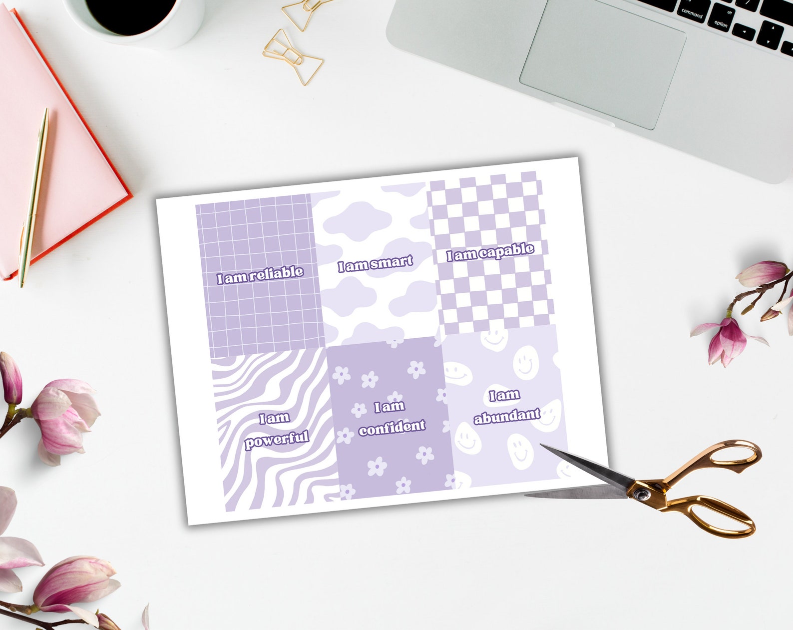 Purple Affirmation Cards Canva Template, Craftcore Affirmation Cards ...