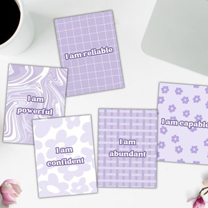 Purple Affirmation Cards Canva Template, Craftcore Affirmation Cards ...