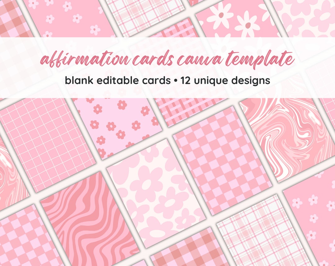 Pink Affirmation Cards Canva Template, Craftcore Affirmation Cards ...
