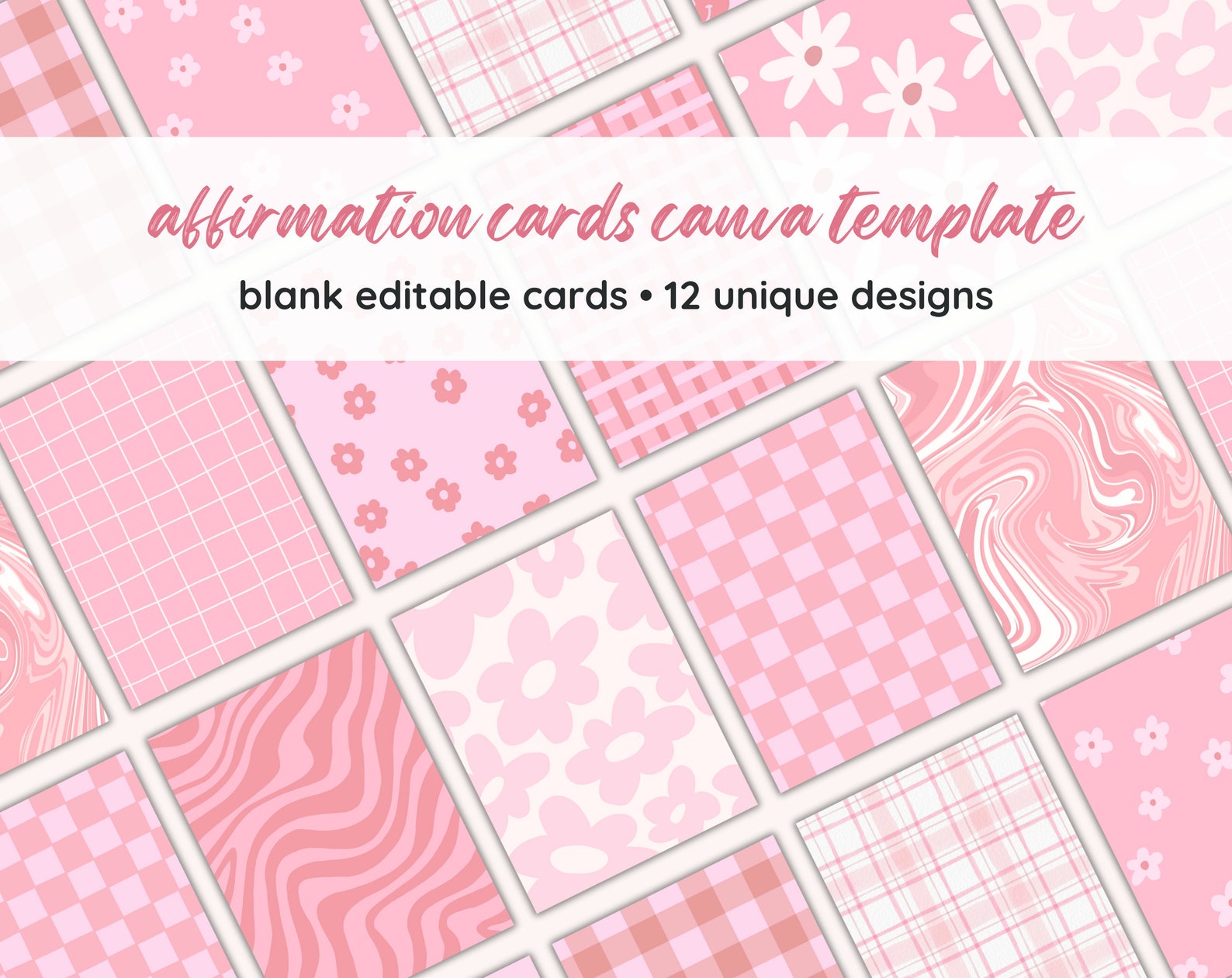 Pink Affirmation Cards Canva Template, Craftcore Affirmation Cards ...