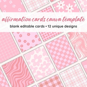 Pink Affirmation Cards Canva Template, Craftcore Affirmation Cards ...