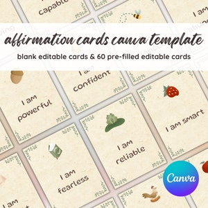 I Am Affirmation Cards Canva Template, Cottagecore Affirmation Cards ...